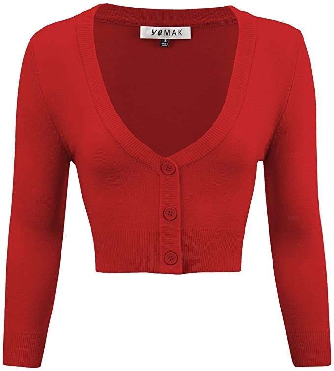 Red Cropped Cardigan | Broadway Pinups